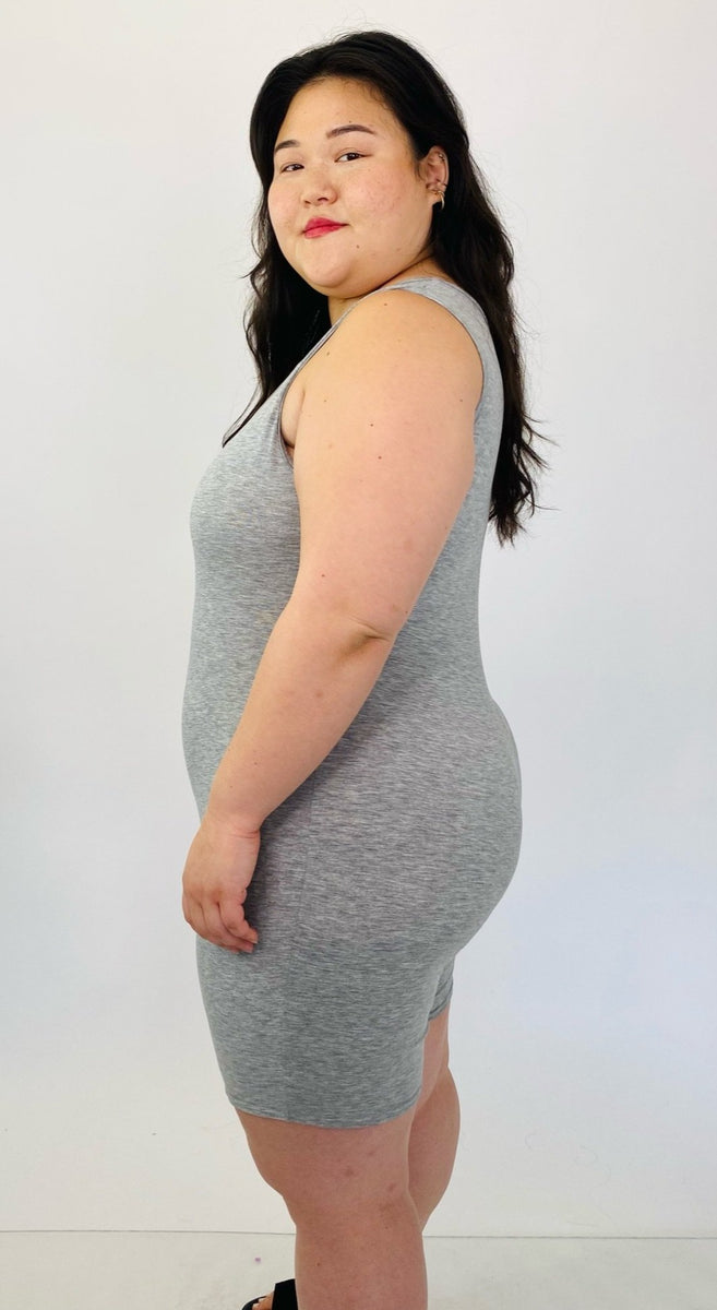 Pretty Little Thing Light Heather Gray Sleeveless Unitard, Sizes 14, 1 ...